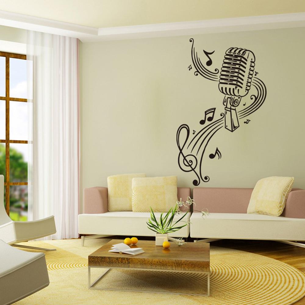 Mural Microphone note mural Room Music Notes Hair ... – Grandado
