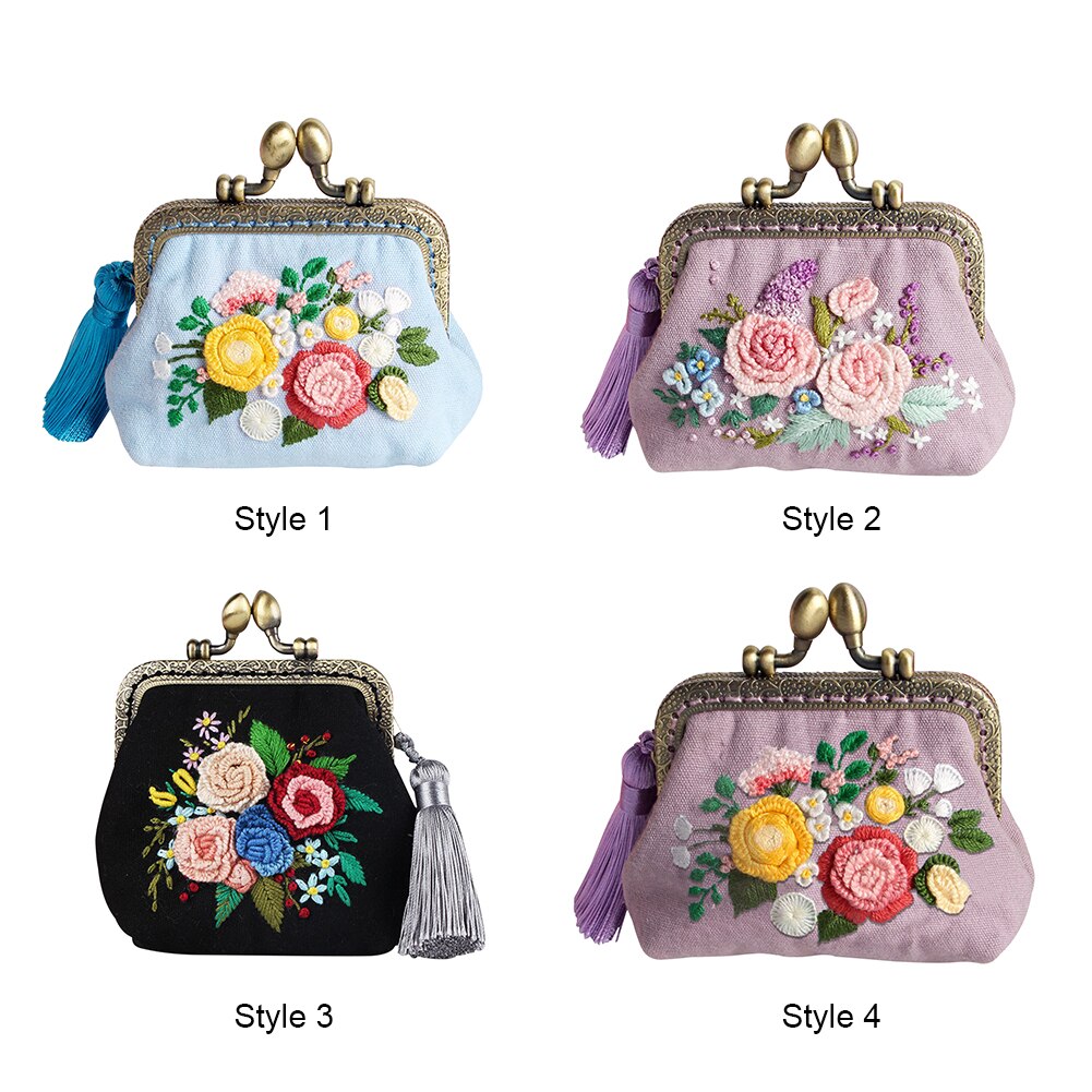 Handmade Coin Purse Embroidery Kit 3 Strands Cotto... – Grandado