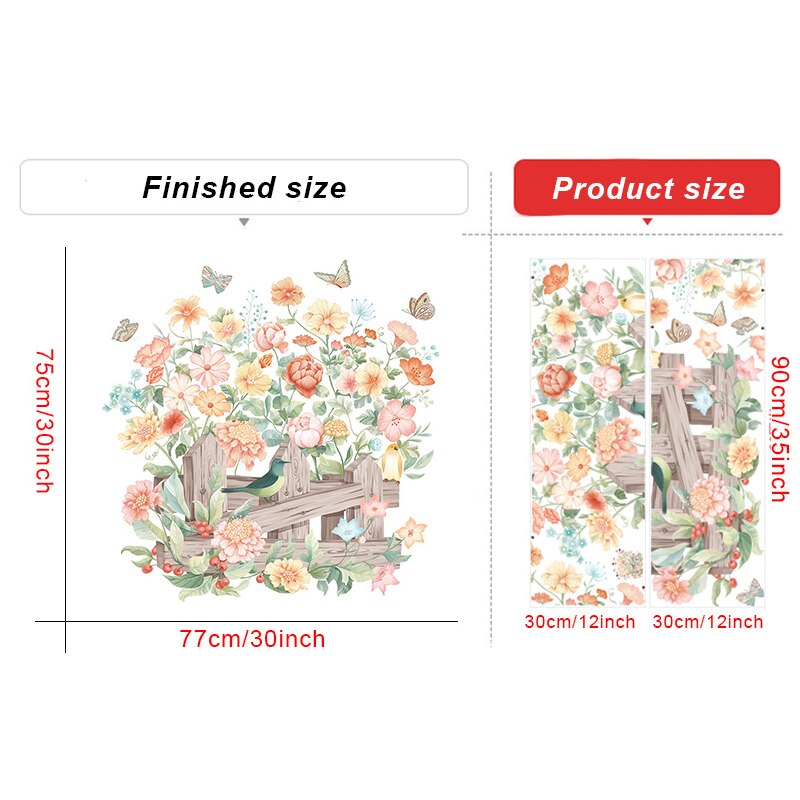 Watercolor Fence Flower Wall Stickers For Living r... – Vicedeal