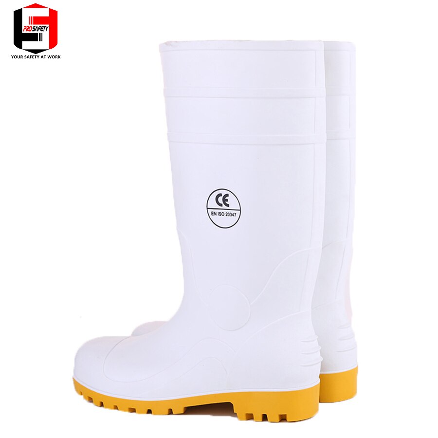 PRO SAFETY PVC Steel Head Rain Boots White Chemica... – Grandado