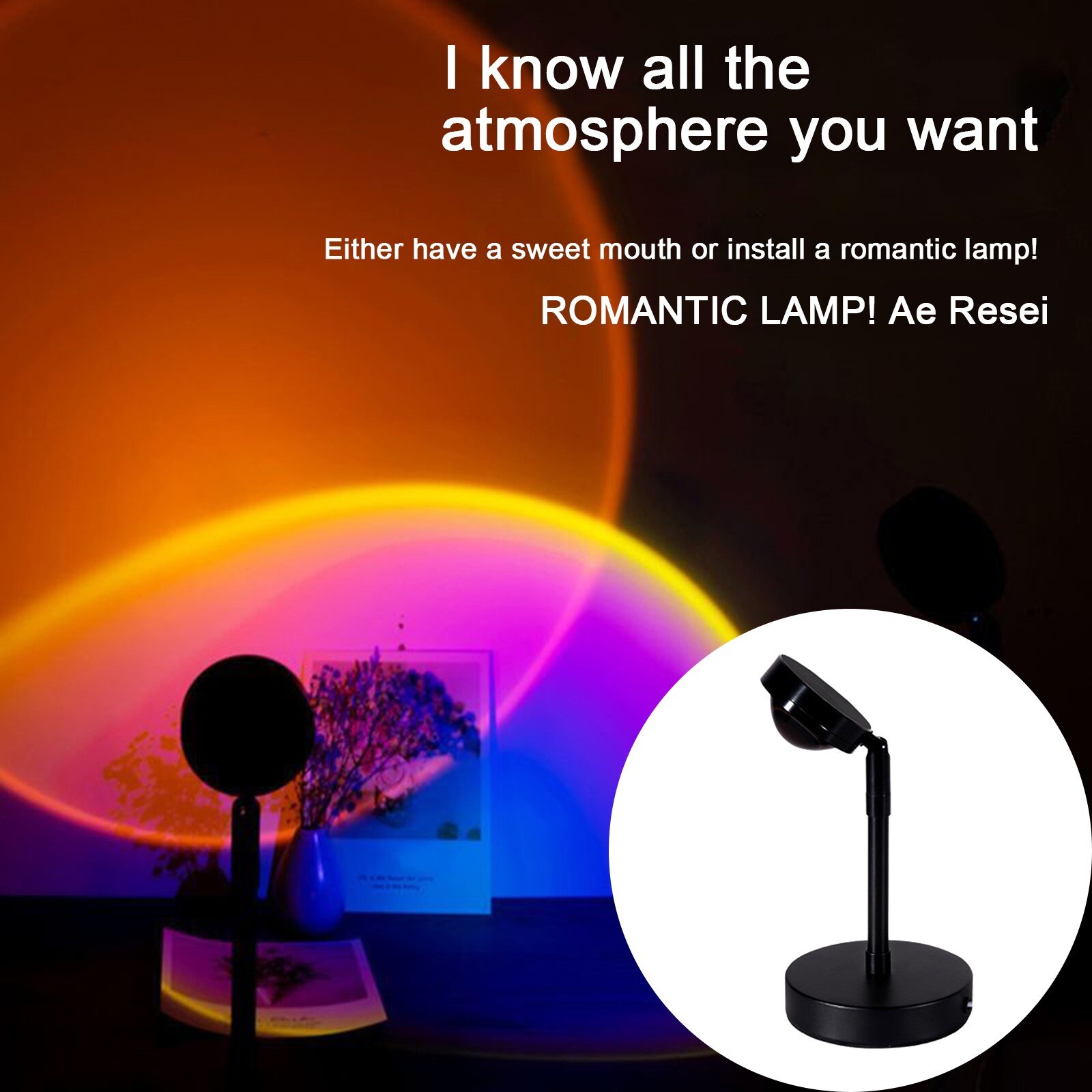 Rainbow Sunset Projection Lamps Atmosphere Night L... – Grandado