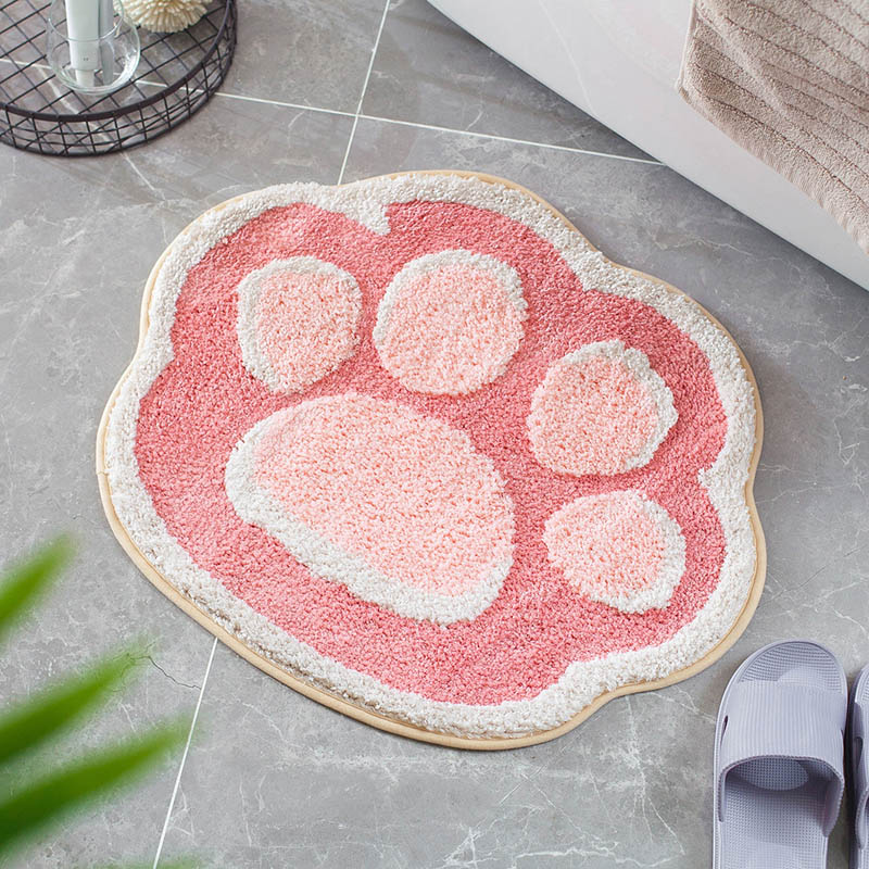 Cartoon Cat Paw Printed Rug Water Absorption Bath ... – Grandado