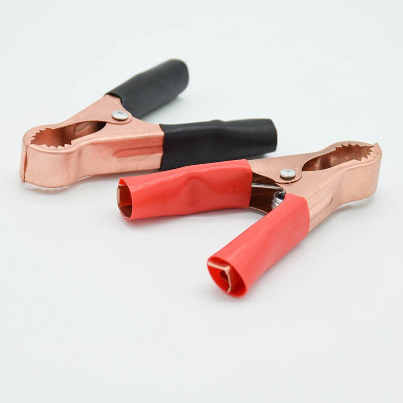 2Pcs 50A Red + Black 80mm Crocodile Car Van Battery Test Lead Clips ...