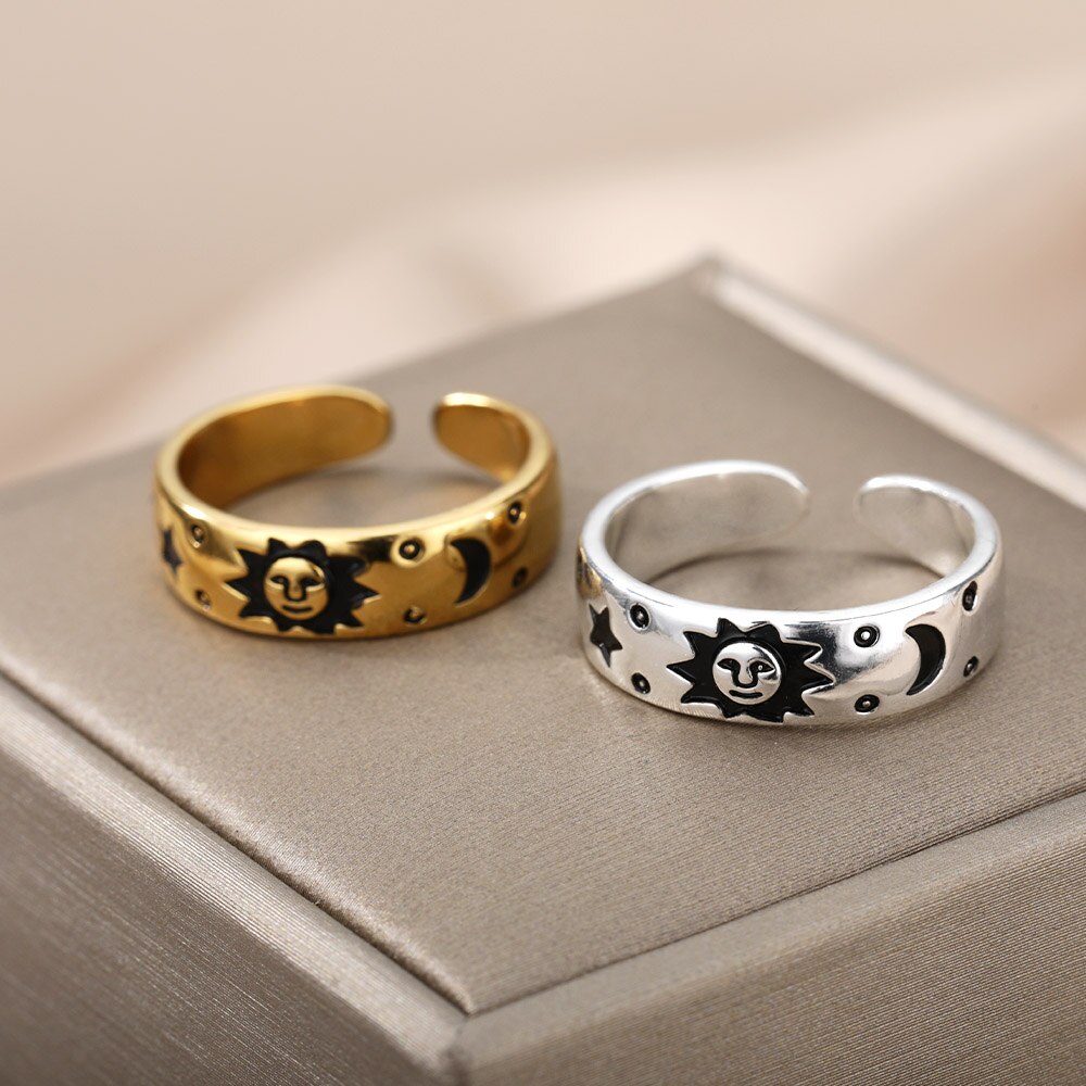 Gothic Smile Face Open Rings For Women Stainless S... – Grandado