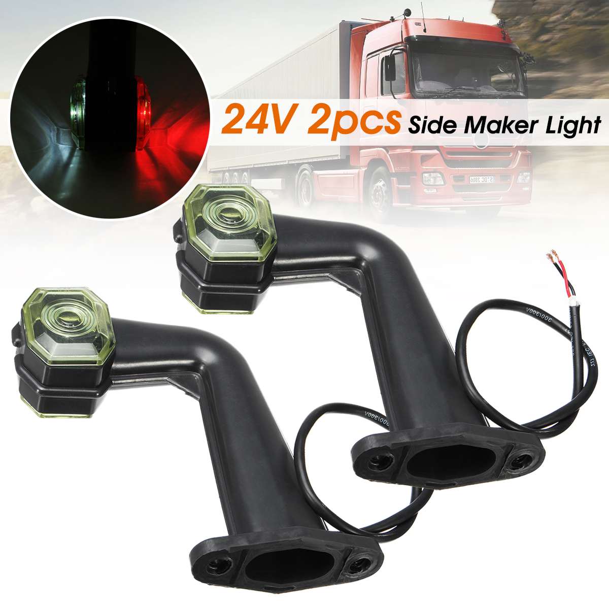 Pair 2 LED 24V Truck Elbow Side Marker Light Indic... – Vicedeal