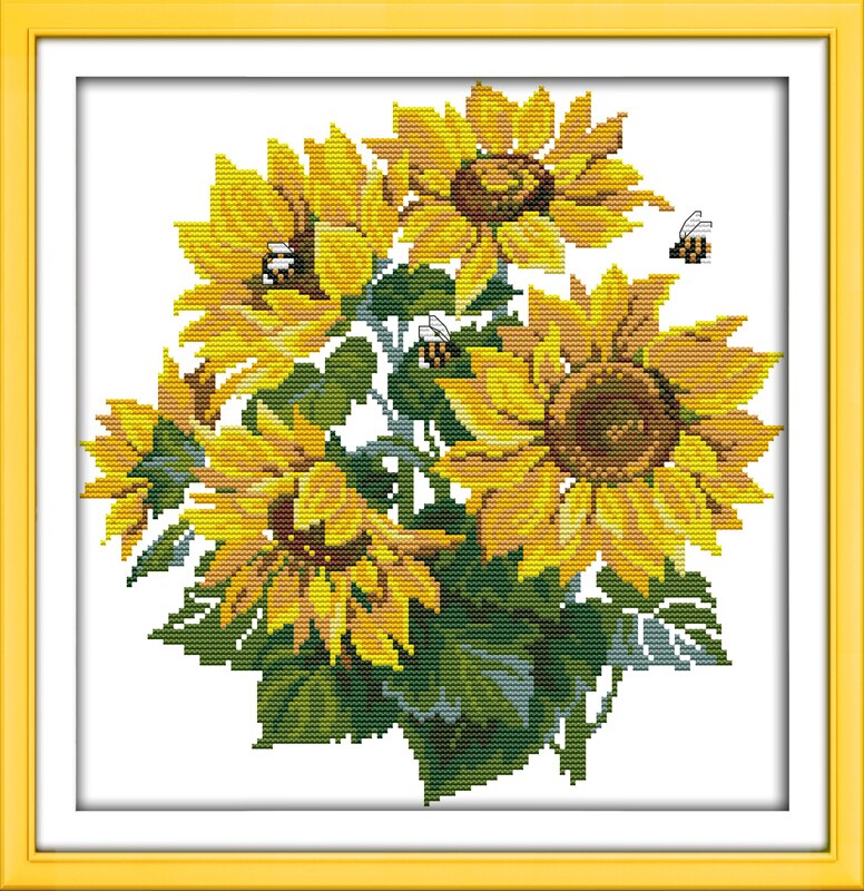 Brilliant sunflower cross stitch kit flower 18ct 1... – Grandado