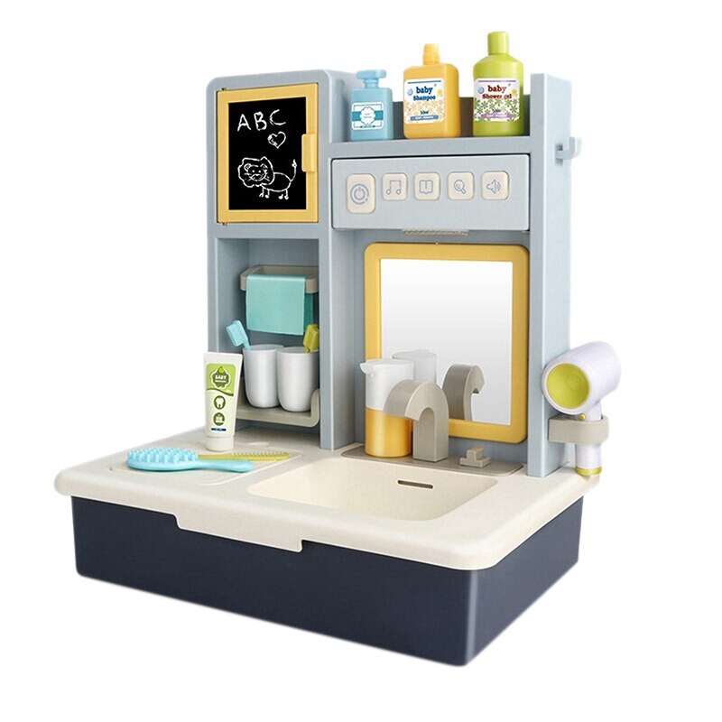 Electric Pretend Play Sink Set Musical Toy with Ki... – Grandado