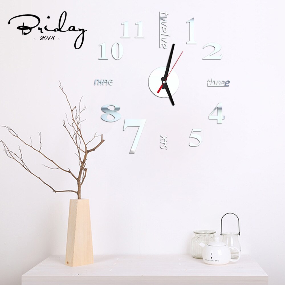 English Digital Acrylic 3D Wall Clock DIY Frameles... – Vicedeal