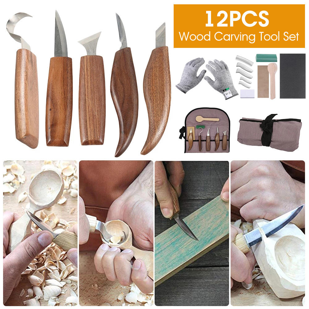 10/12pcs Wood Carving Spoon Tool Chip Hook Set Kit... – Grandado