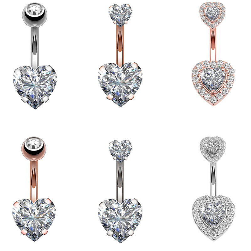 1PC Steel Belly Button Rings Crystal Piercing Nave... – Grandado