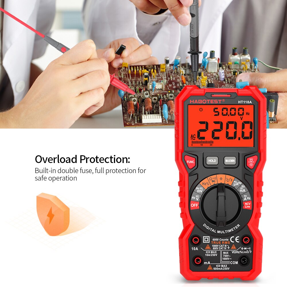 HABOTEST HT118A Digitale Multimeter 6000 Counts Tr... – Grandado