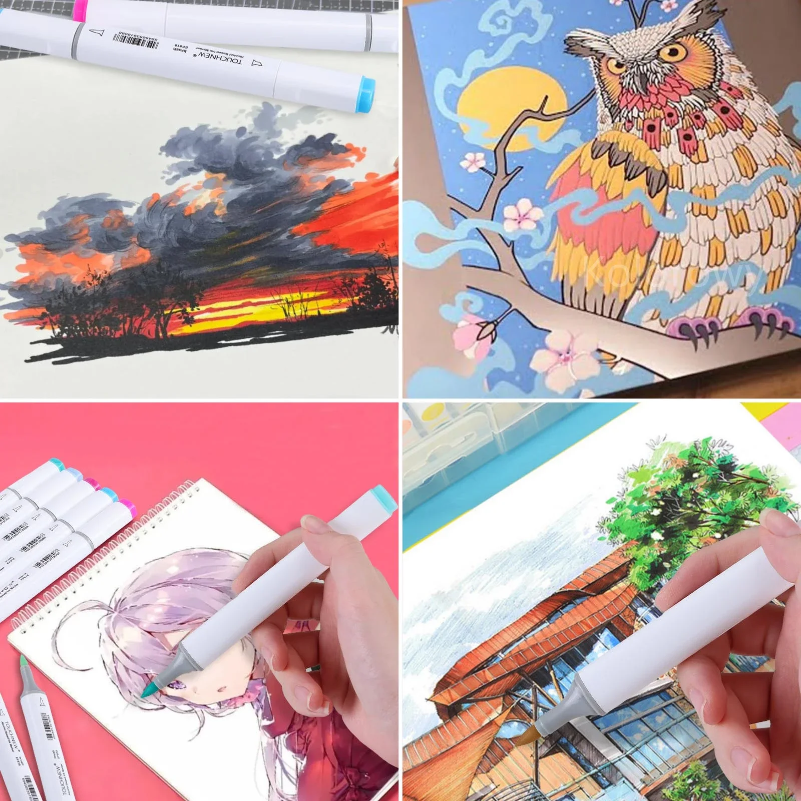 TOUCHNEW Alcohol Markers Soft Brush,Dual Tip Fine&... – Grandado