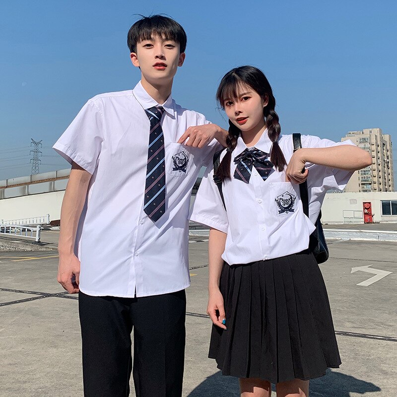 Dk Uniform Shirt Men Spring Summer Long Sleeve Whi... – Grandado