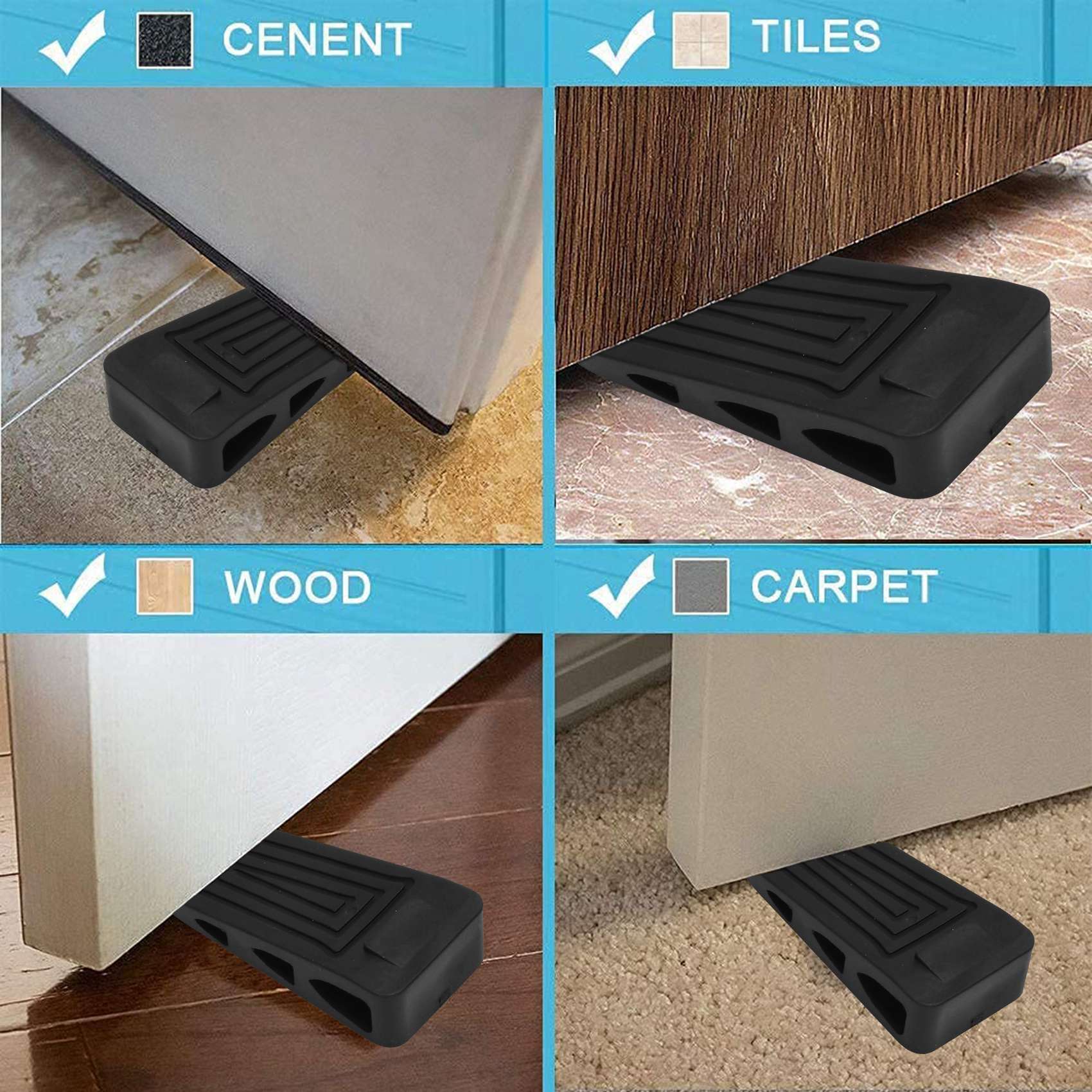 4 Pack Door Stopper Stackable Door Stoppers Rubber... – Grandado