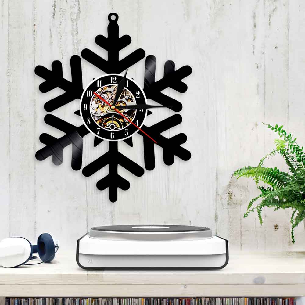 Folk Art Snowflake Wall Watch Clock Vintage Vinyl ... – Grandado