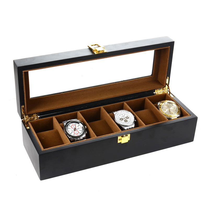 European Style Wood Watch Storage Box Black Mechan... – Grandado