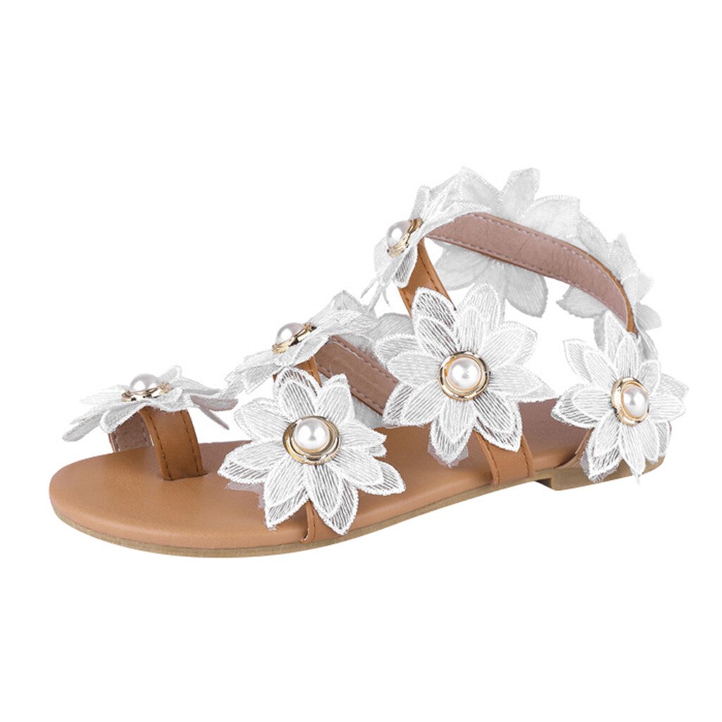SAGACE Style Strap Sandals Women Sandals White Flo... – Grandado
