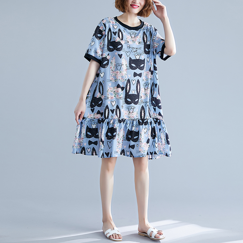 Summer Maternity Dress Woman Cute Cat Print Large ... – Vicedeal
