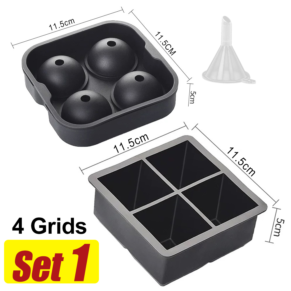 Silicone Ice Cube Molds Set Large Whiskey Ice Cube... – Grandado