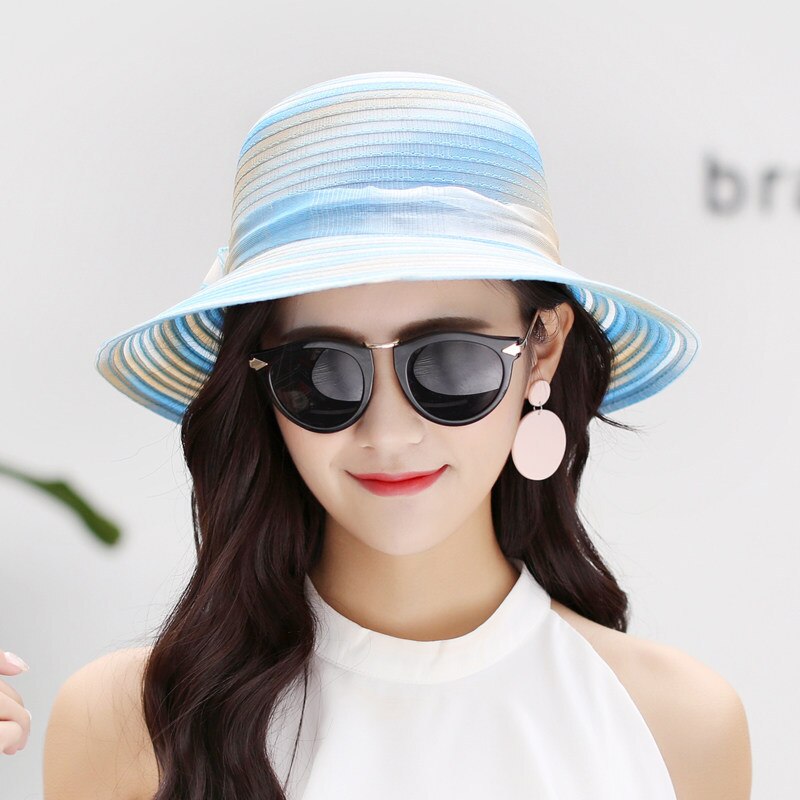Straw Hat Female Summer Big Eaves Sun Shade Beach ... – Grandado