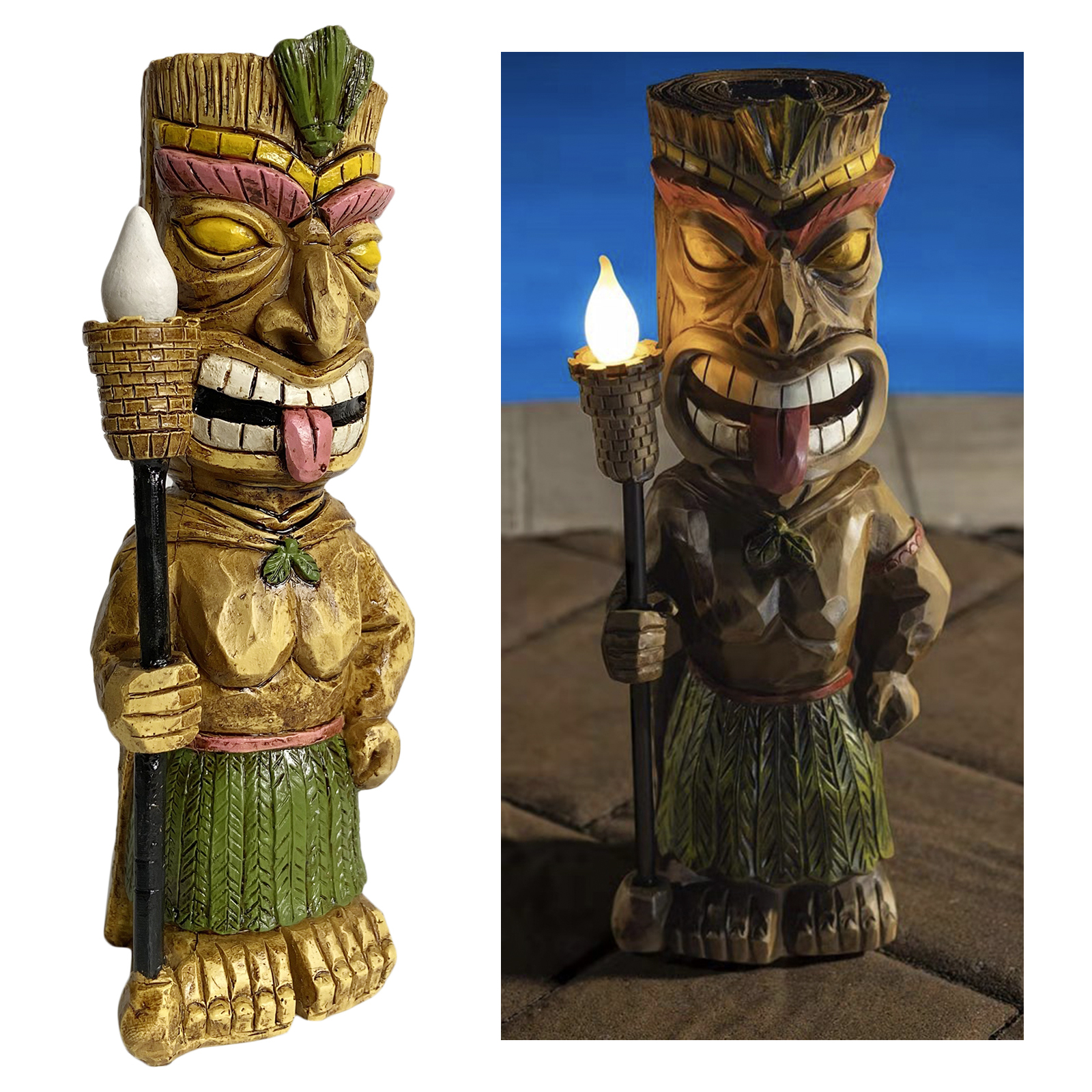Solar Tuin Standbeeld Outdoor Decor Tiki Met Torch... – Grandado