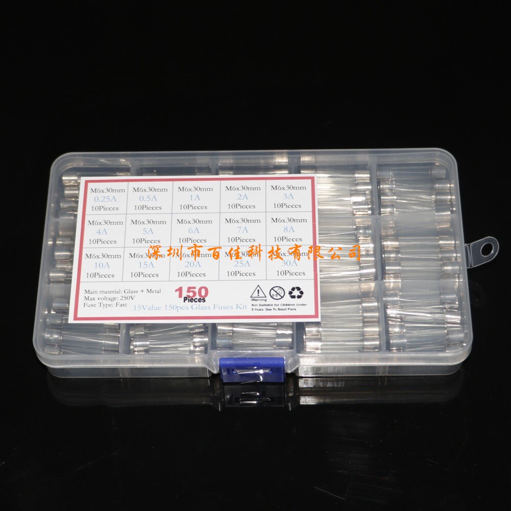 Boxed 6x30mm glass fuse 0.25A~30A fuse set 15 kind... – Grandado