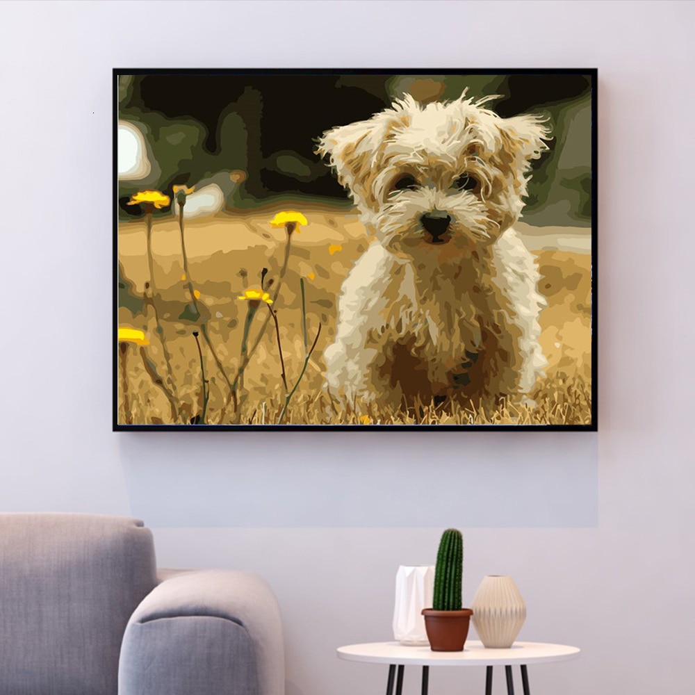 HUACAN Dog Animal Painting By Numbers Kits Drawing... – Grandado