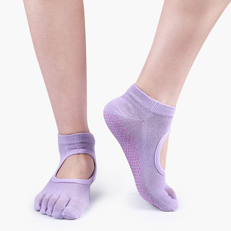 7 Color Open back Yoga socks antiskid socks five f... – Grandado