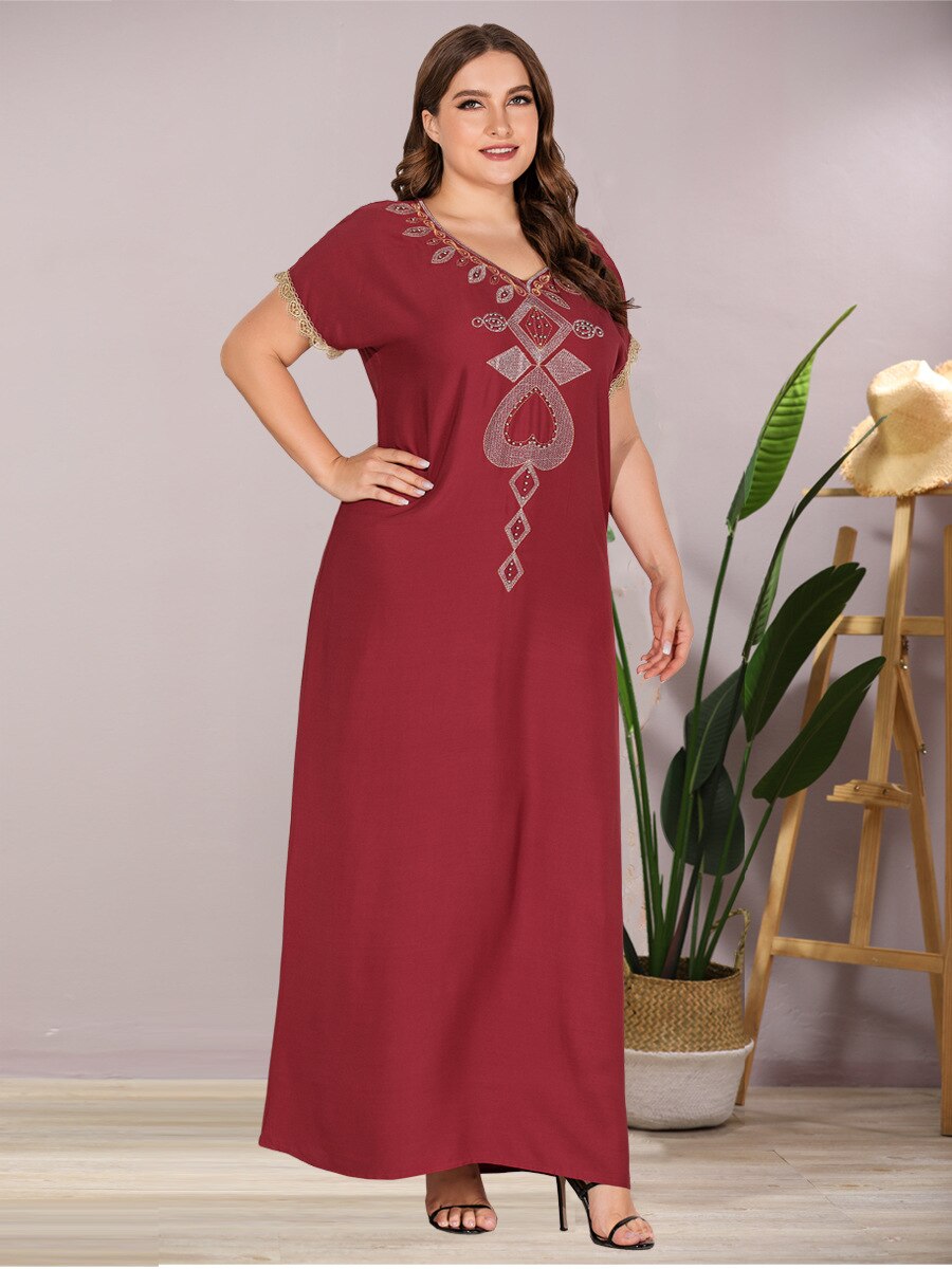 Vintage 3XL Plus Size African Maxi Dress Short Sle... – Grandado