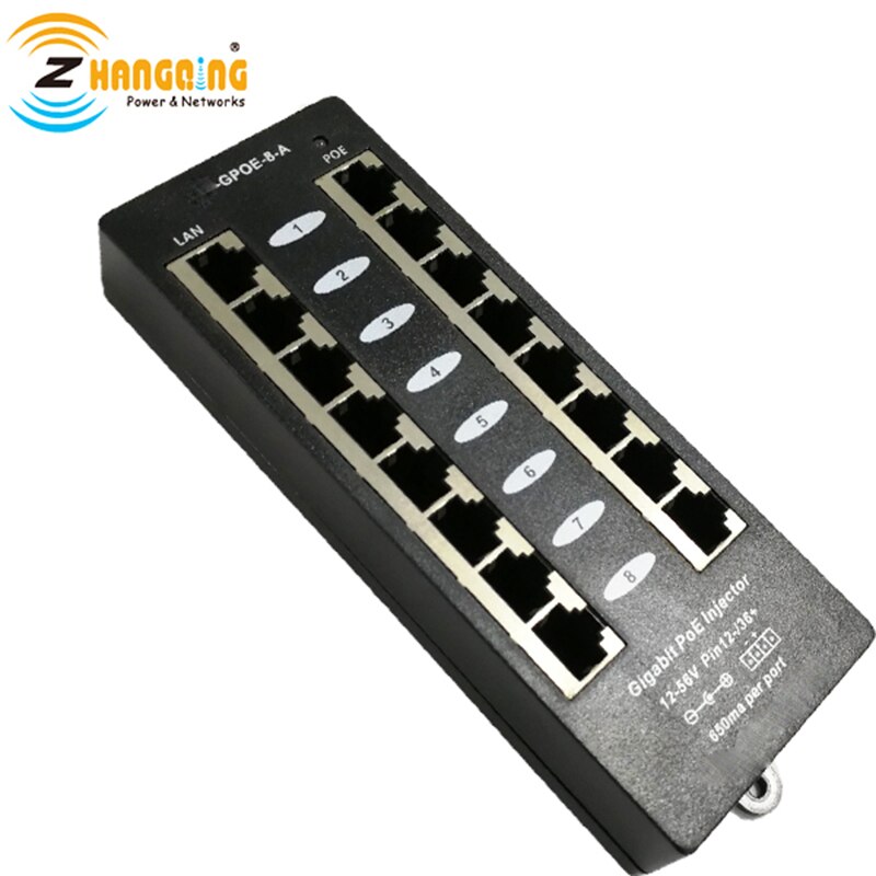 48V Multi Port Gigabit PoE Injector with 8 Ports P... – Grandado