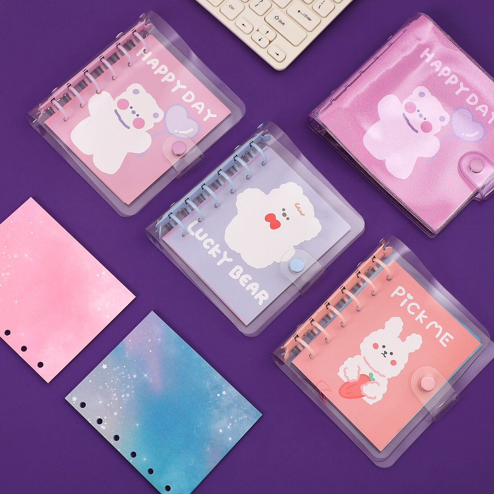 Cute Bear 6 Ring Loose-leaf Notebook Kawaii Mini P... – Vicedeal