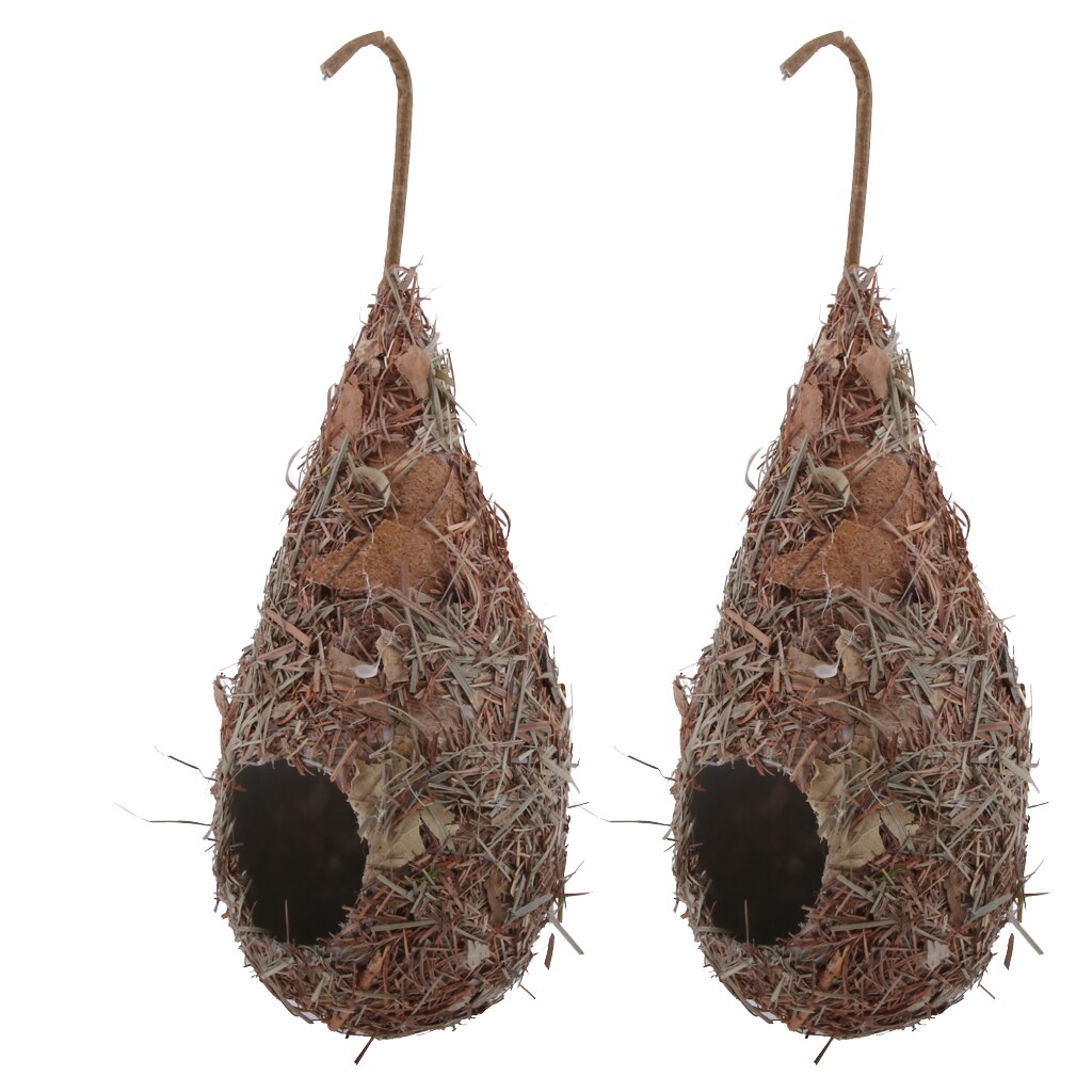 2 Pieces Handmade Woven Straw Bird Nest Cage Birdh... – Grandado
