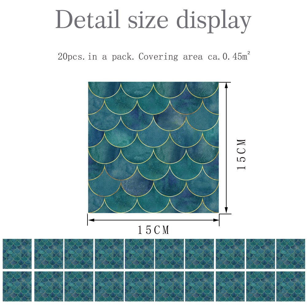 fish scale pattern waterproof bathroom Tile sticke... – Grandado