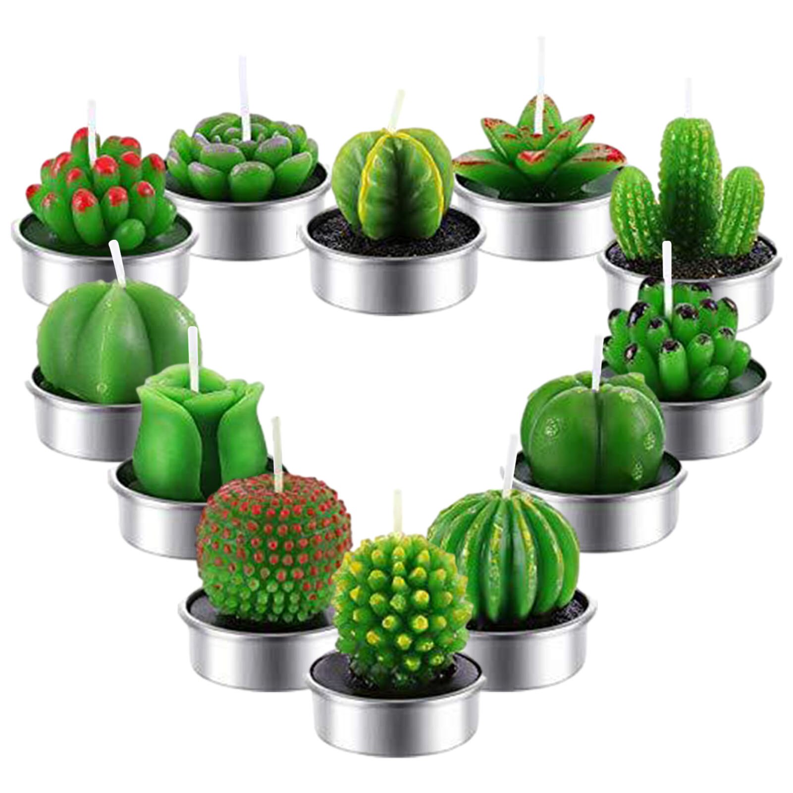 12Pcs/set 3D Cactus Candle Simulated Plant Set Hom... – Grandado