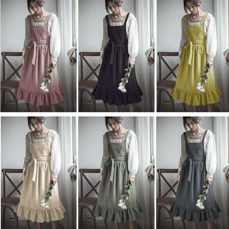 Retro Medieval Cotton Linen Cooking Kitchen Aprons... – Grandado