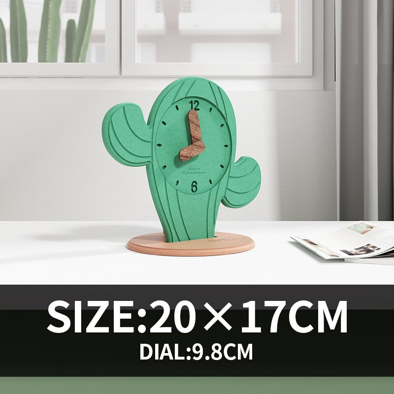 MEISD Wooden Table Clock Green Cactus Desk Watches... – Vicedeal