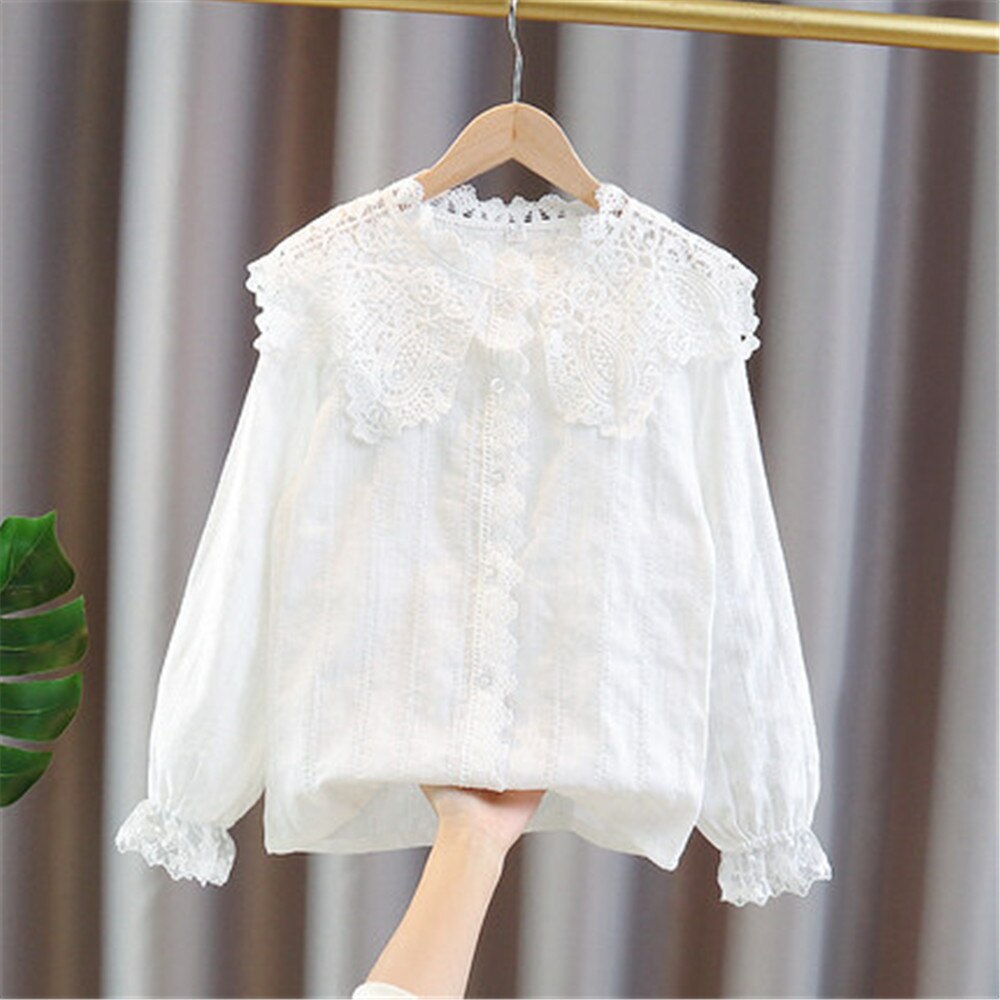 Girls White Blouse Lace Floral Girls Shirt Spring ... – Vicedeal