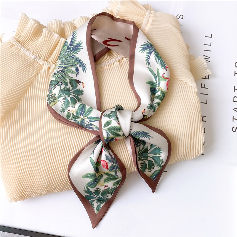 Long Skinny Silk Neck Scarf Women Floral Print Hai... – Vicedeal