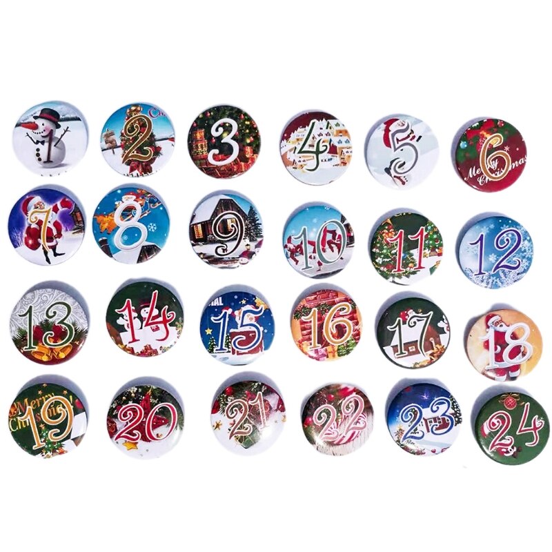 24Pcs Merry Christmas Button Pins Advent Calendars... – Vicedeal