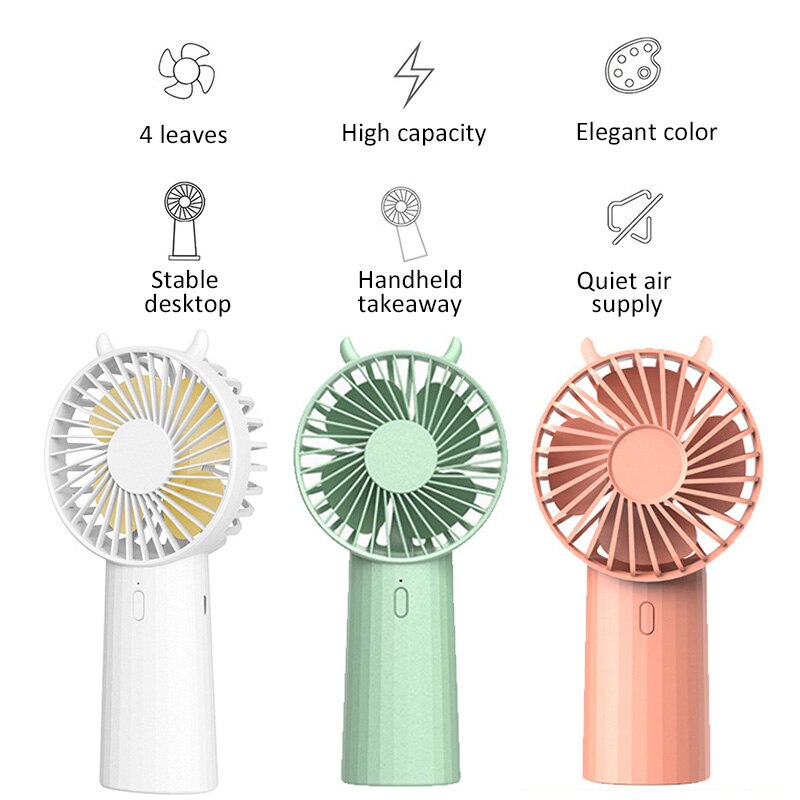 Mini Handheld Fan Grote Capaciteit Usb Opladen Laa... – Grandado