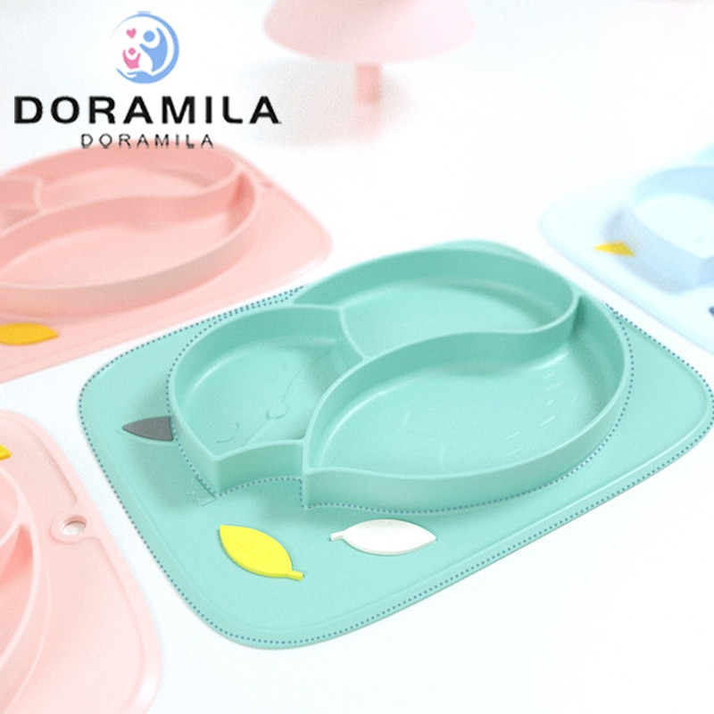 Cute Cartoon Fox Baby Suction Dishes Silicone Dish... – Vicedeal