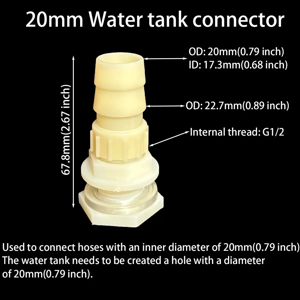 2Pcs Water Tank Hose Connector G1/2 inch DN15 Thre... – Grandado