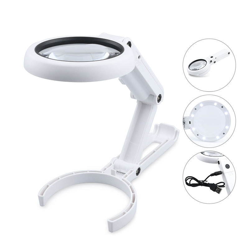 Lupa de 11X con luz, lupa de 8 LED, soporte plegab... – Grandado