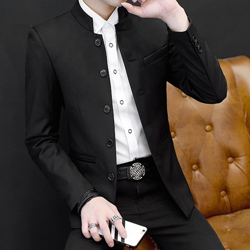 Spring Stand Mandarin Collar Men Blazer Young Man ... – Grandado