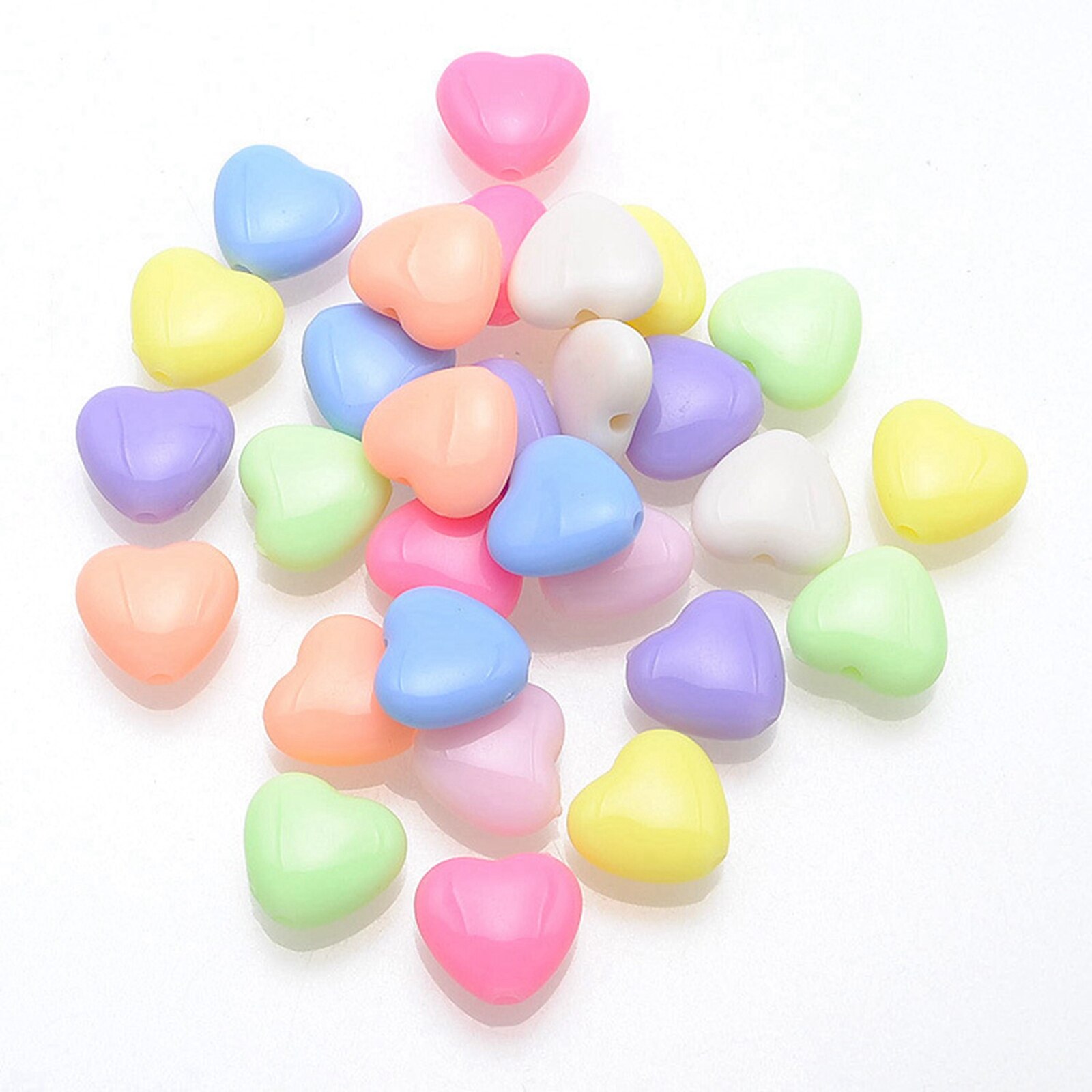 Mixed Pastel Color Acrylic Cute Love Heart Beads C... – Vicedeal