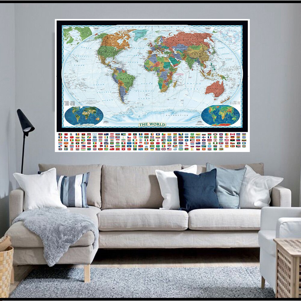 The World Map with National Flags Large Poster Non... – Grandado
