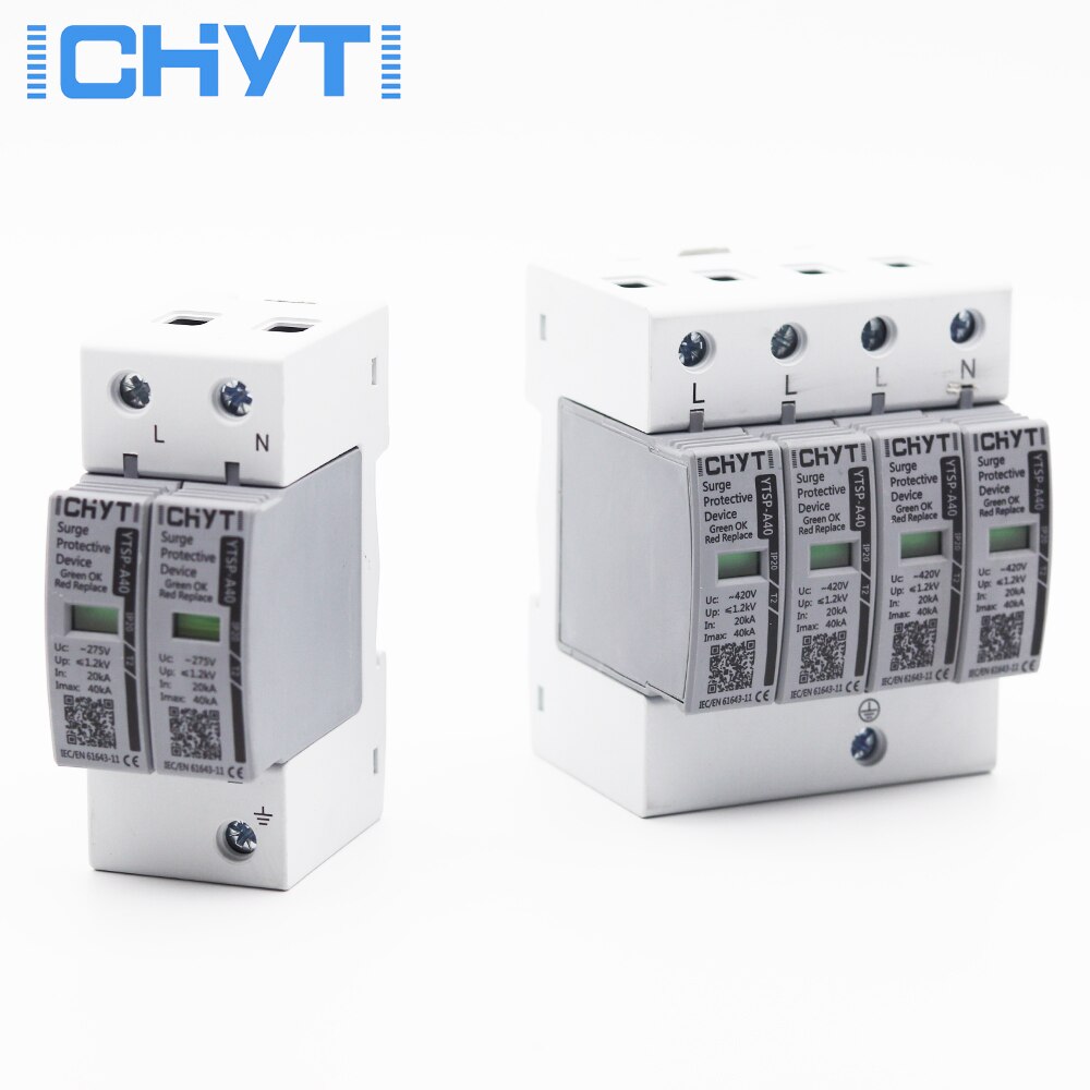 AC SPD 2P 20KA-40KA-60KA 275V House Surge Protecto... – Vicedeal