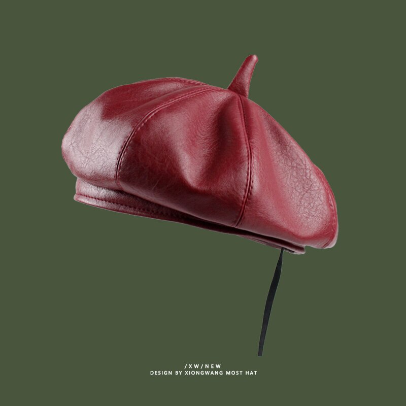 French leather octagonal hat British minority bere... – Grandado