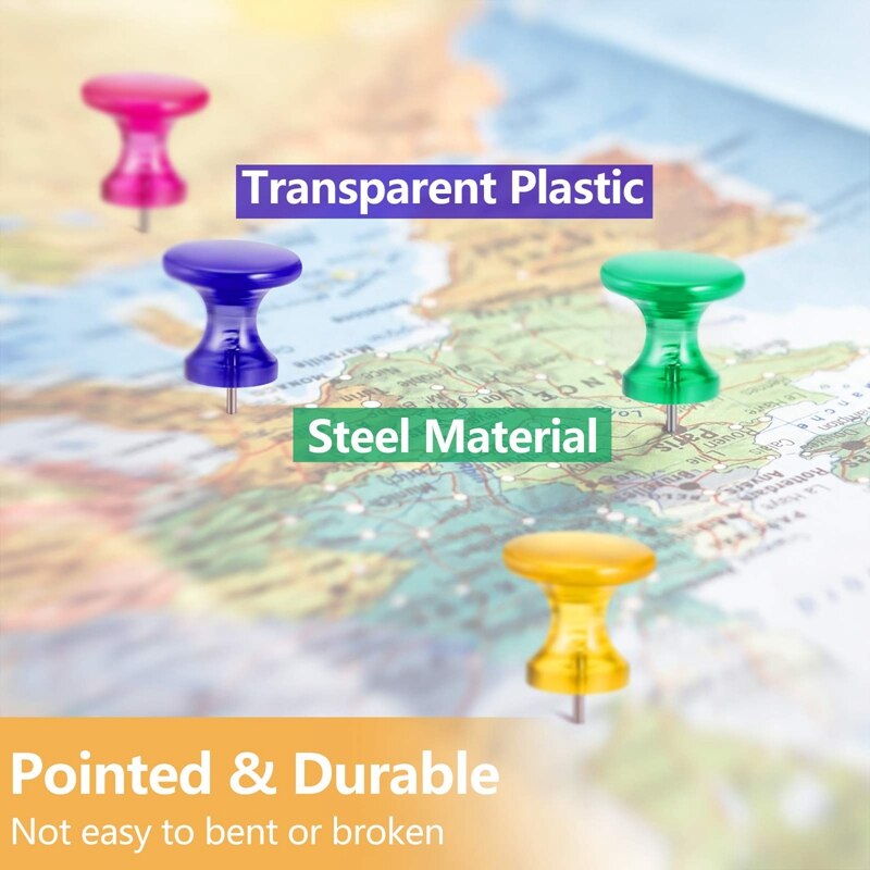 100 Pieces Giant Push Pins Clear Thumb Tacks Steel... – Grandado