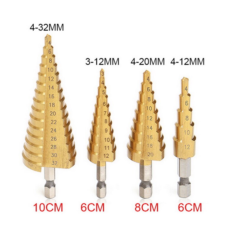 3pc Hss step drill bit set cone hole Taper metric ... – Grandado